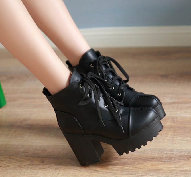 Ulass High Heel Lace Up Boots on Luulla