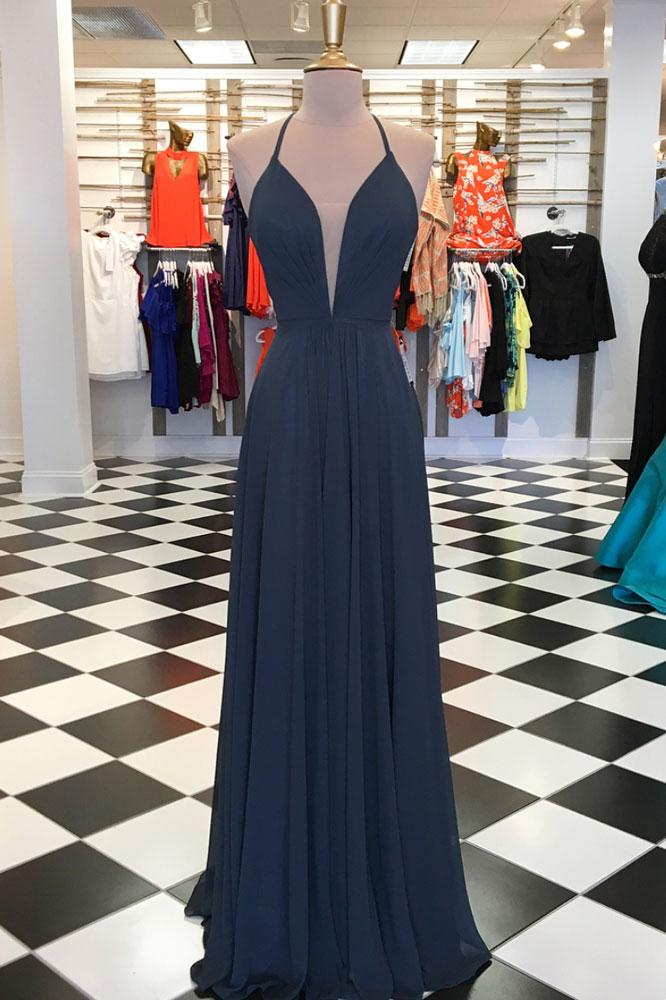 Sexy Simple Evening Dress, Sleeveless Chiffon Prom Dress, Long Prom ...