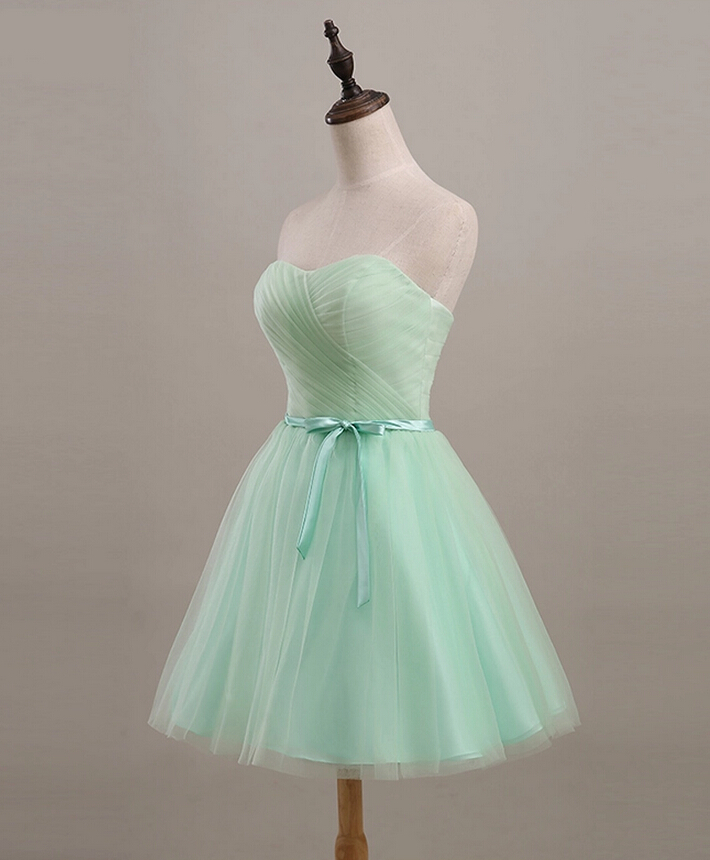 Sweetheart Neckline Pleated Bodice A-line Tulle Bridesmaid Dress In ...