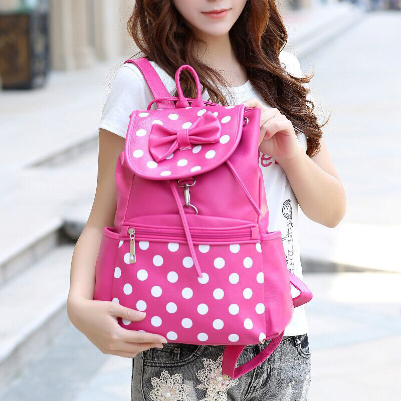 Ulass Sweet Cute Bow Dot Casual Leather Backpack-bb-3 on Luulla