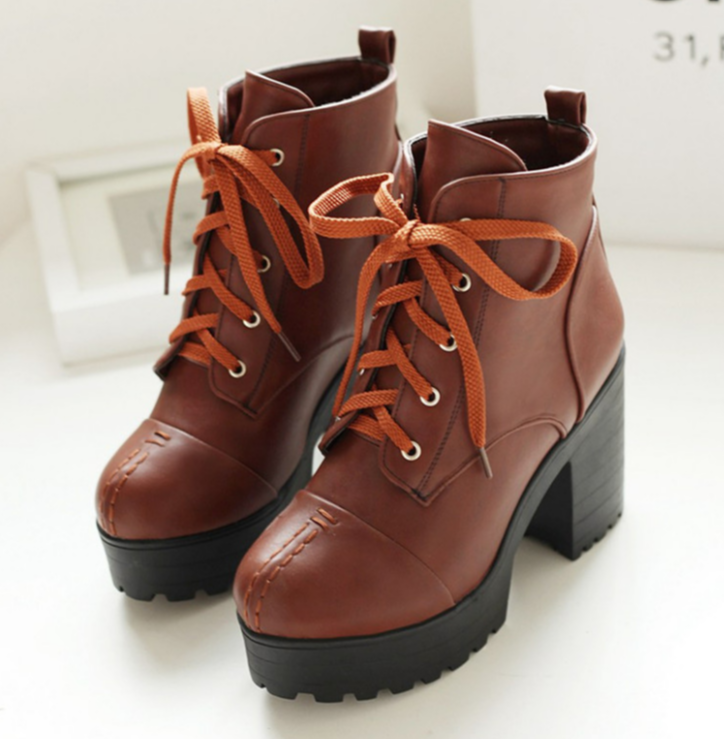 Ulass High Heel Lace Up Boots on Luulla